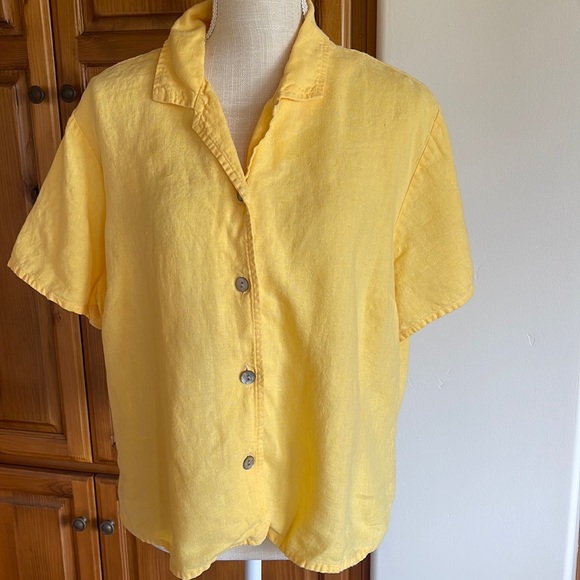 Flax | Tops | Flax Linen Short Sleeve Button Up | Poshmark